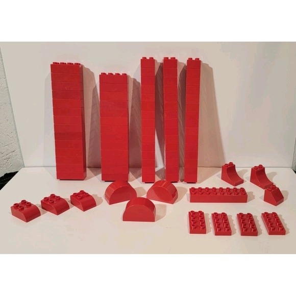 Toys | Lot Of 86 Duplo Red Blocks Lego Bricks 2x2 2x3 2x4 2x8 2x4x5 ...